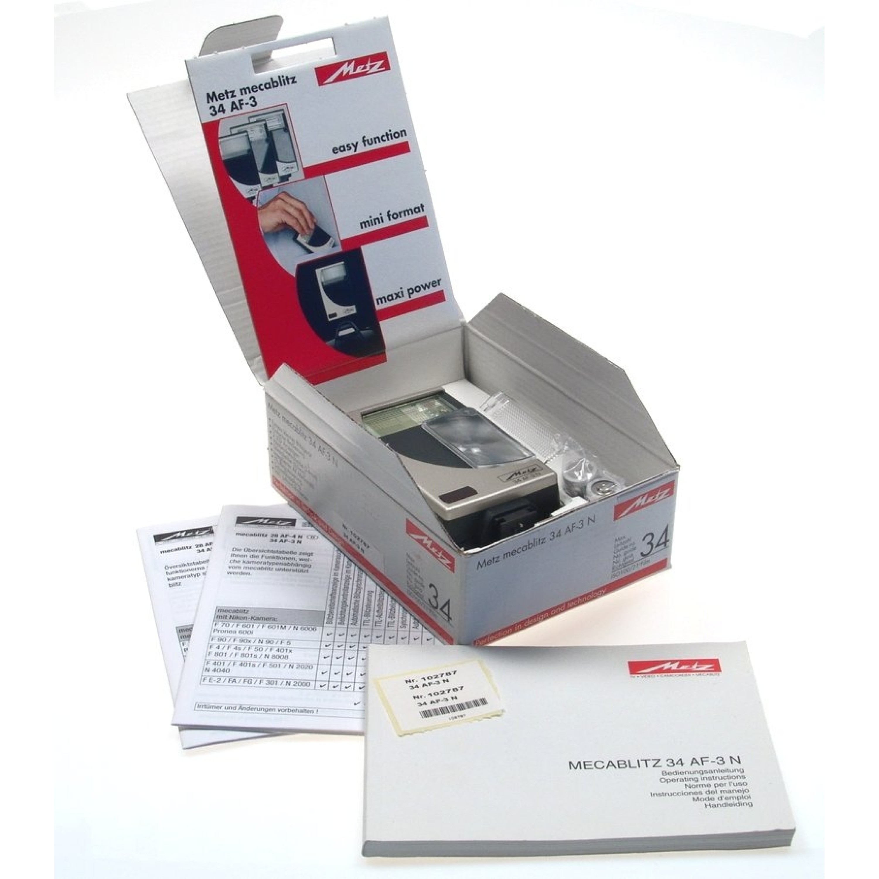 Buy metz mecablitz 34 af-3 n nikon camera flash new boxed | vintage ...