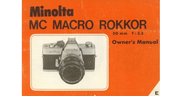 Buy minolta mc macro rokkor 50mm f3.5 instruction manual | vintage film ...